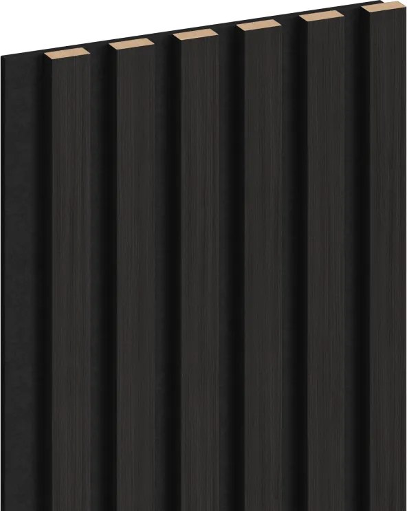 Mexen Lam-F, akustické stěnové lamely 275 × 30 cm, plstěný podklad 8 mm, technická dýha, eben černý, S105-275307-3015-023