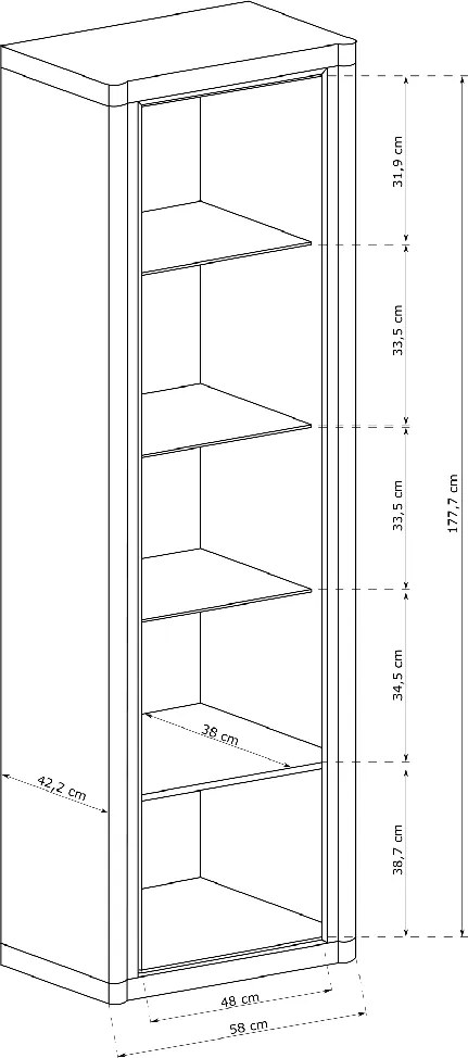 Obývací stěna s vitrínou DALLAS t | 312 cm + 97 cm | 4 díly | dub trufla