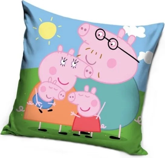 Carbotex Povlak na polštářek Prasátko Pepina Rodinné objetí 40x40 cm