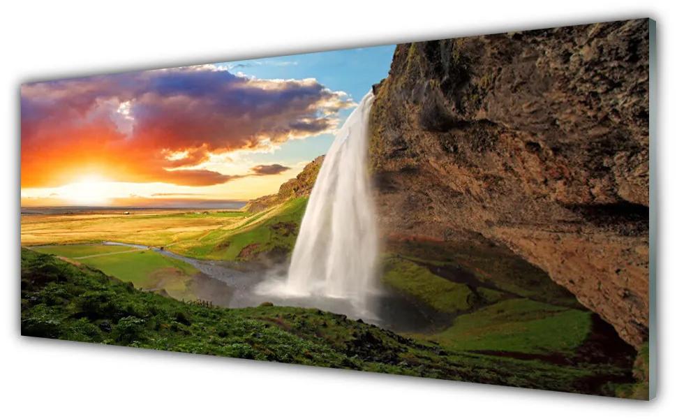 akrylový obraz Hora Vodopád Příroda 125x50 cm