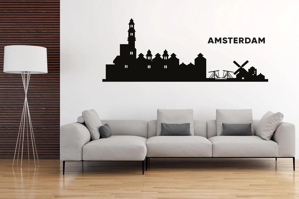 Lepy.cz Samolepka na zeď Amsterdam Velikost (šířka x výška): 65x25cm, Barevná varianta: Černá