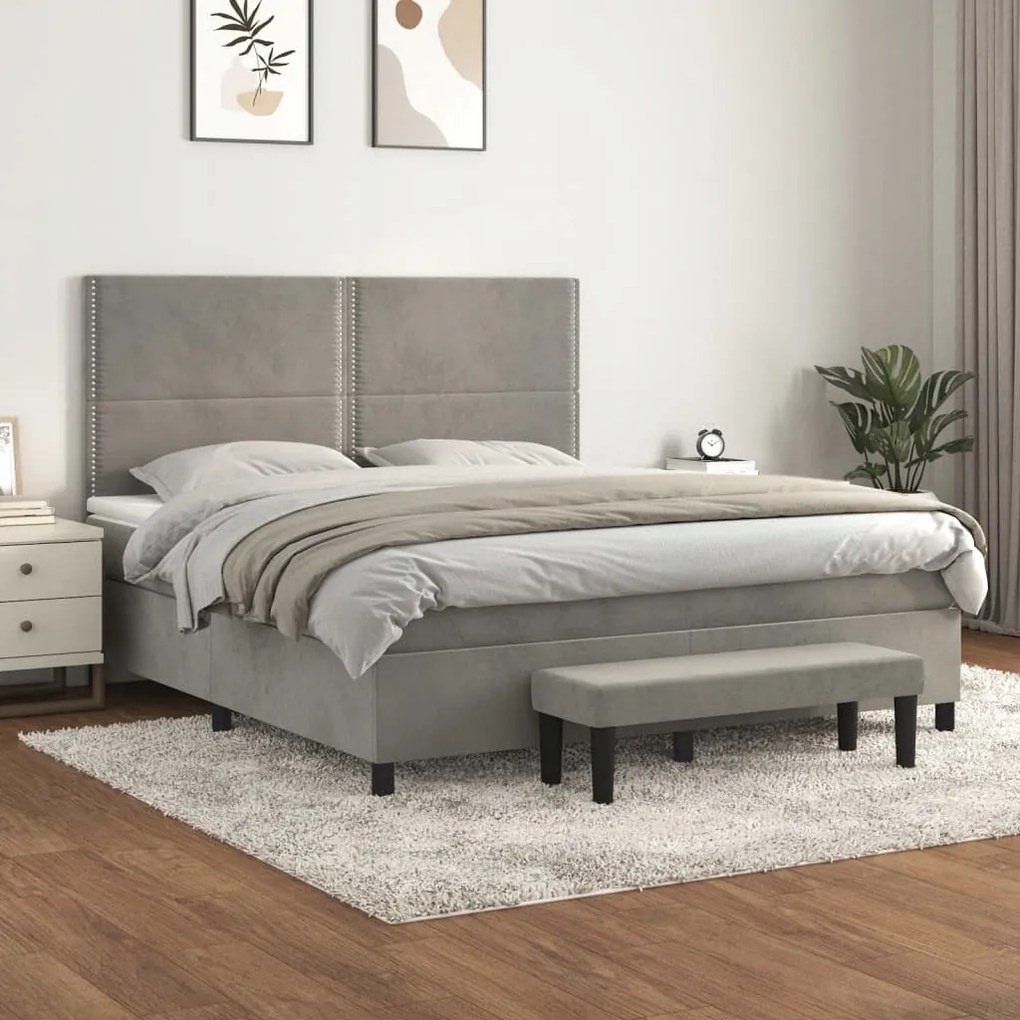 Fionshop 264255702 Box spring postel s matrací světle šedá 180x200 cm sam