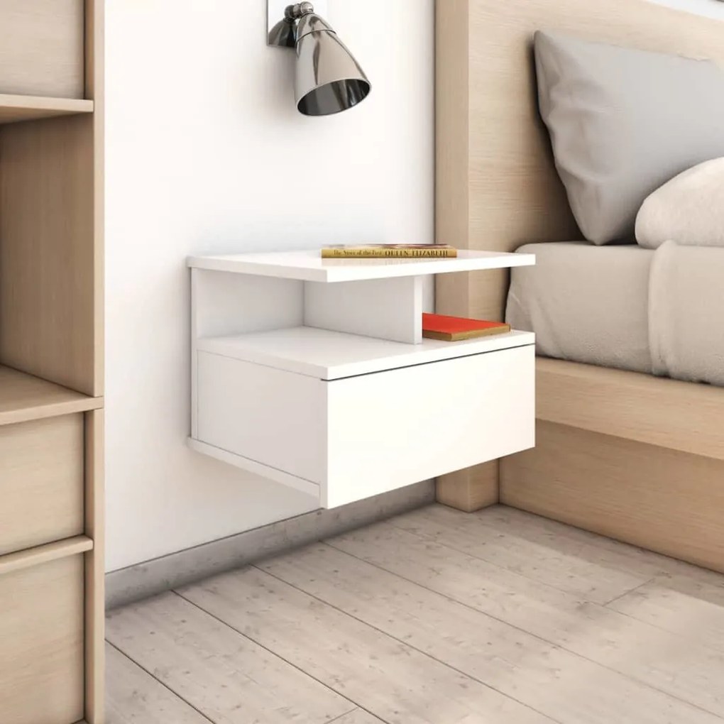 vidaXL Plovoucí noční stolky 2 ks 40 x 31 x 27 cm kompozit [800414] Barva: Bílá