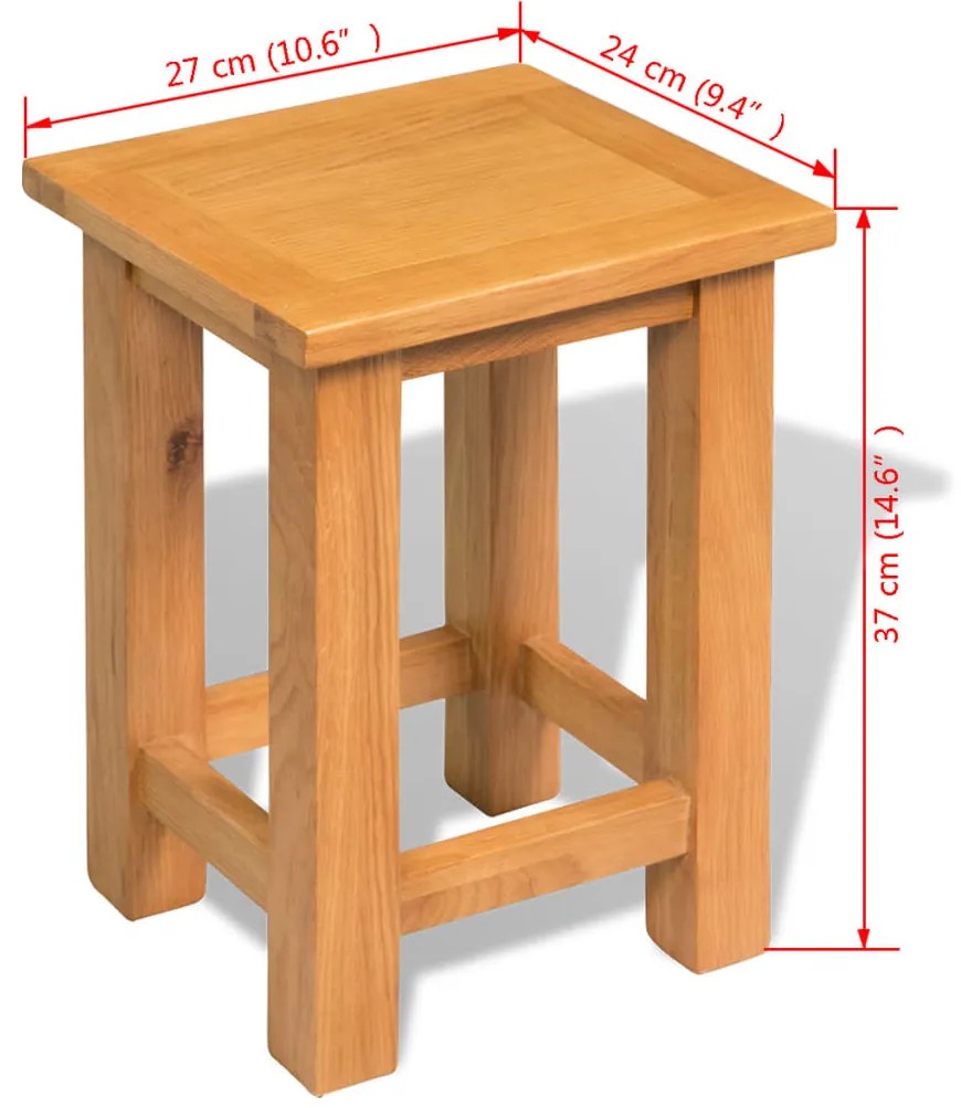 Odkládací stolek 27 x 24 x 37 cm masivní dubové dřevo - Default Title