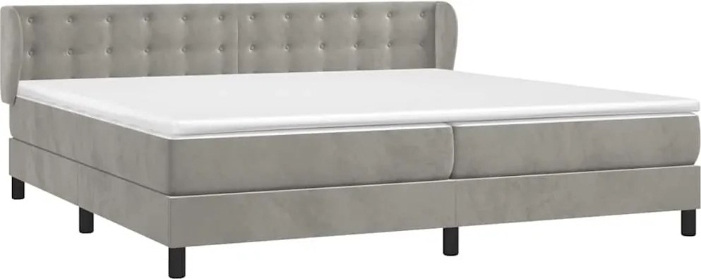 Box spring postel s matrací světle šedá 200x200 cm samet 3127751