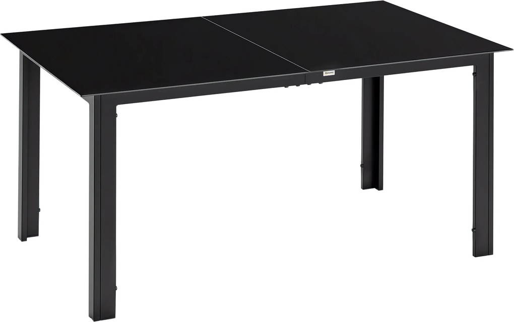 Zahradní stůl Outsunny z hliníku 150 x 90 cm odolný vůči počasí s skleněnou deskou, bufetový stůl pro kempování pro 6 osob, venkovní jídelní stůl pro