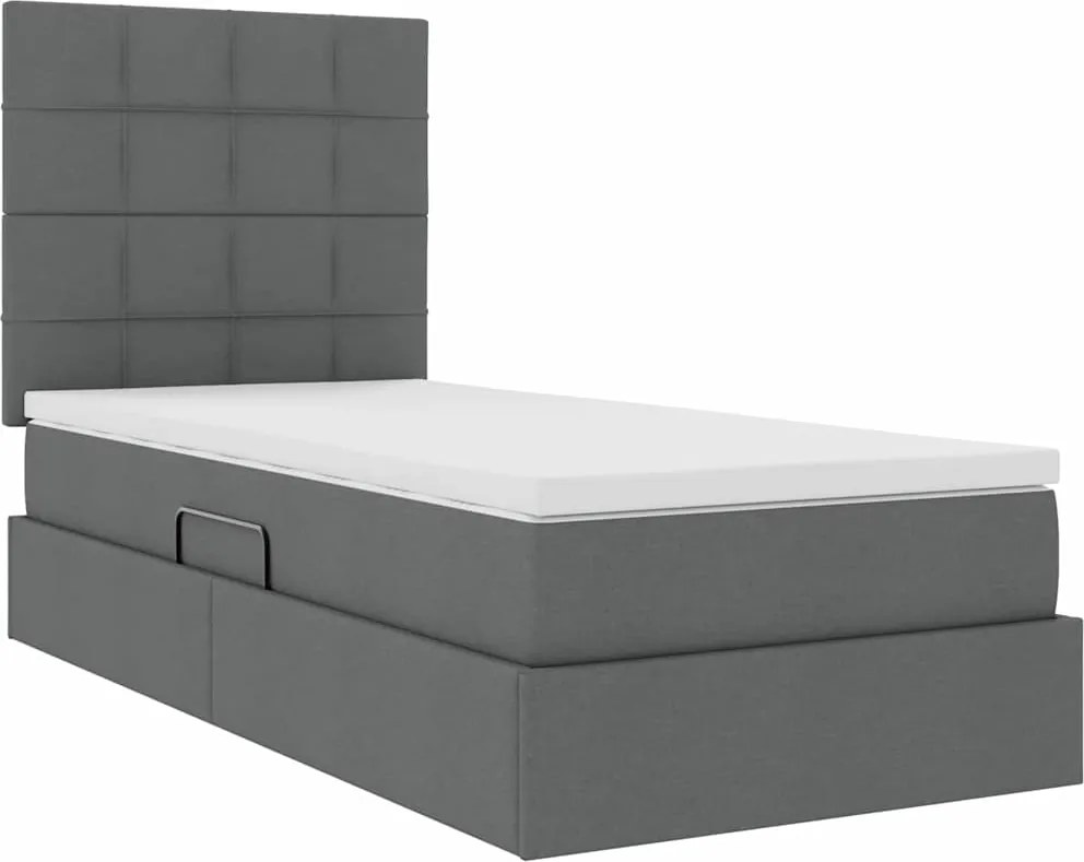 Postel s úložným prostorem a matrací Tmavě šedá 100 x 200 cm 3371761