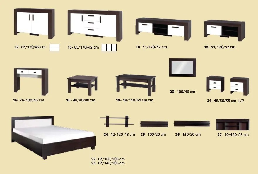 Ložnice STRAKOŠ C-S 01, postel 160 cm