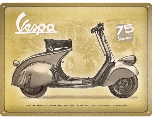 Postershop Plechová cedule: Vespa 75 Years Anniversary (Special Edition) - 40x30 cm