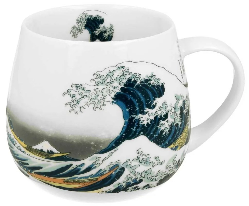 Porcelánový hrnek BARYLKA Hokusai THE GREAT WAVE 430 ml bílý