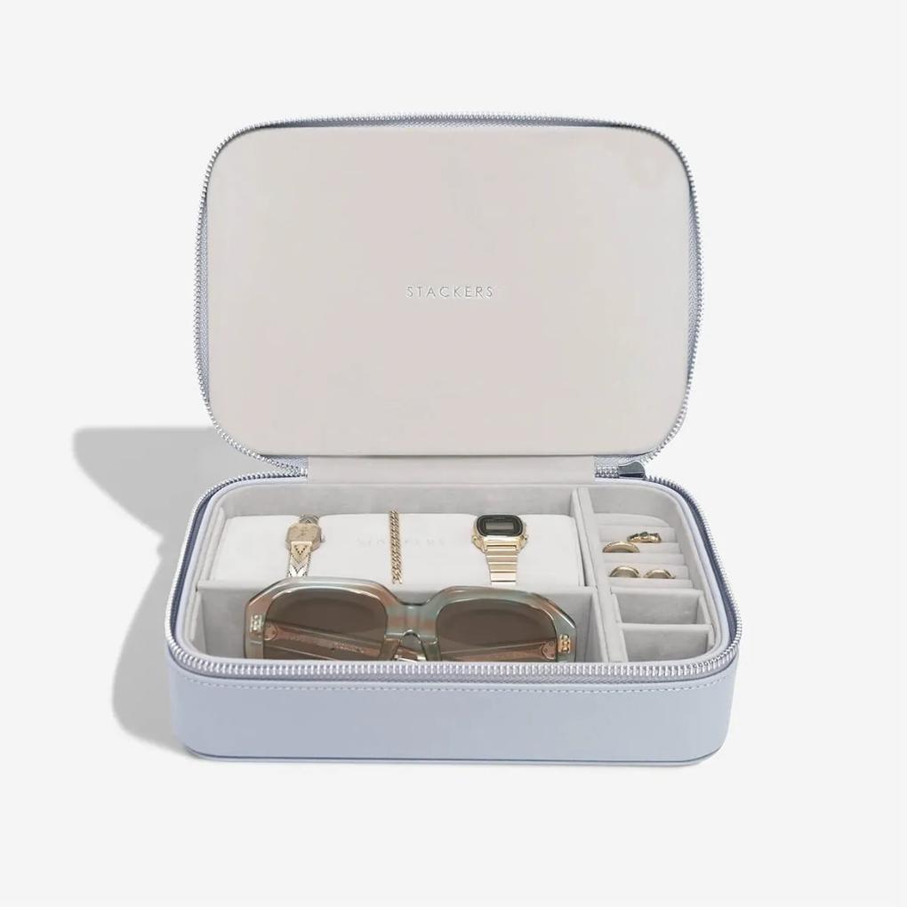 Stackers, Cestovní šperkovnice na hodinky, šperky a brýle Lavender Zipped Jewellery & Accessories Box | modrá 74532