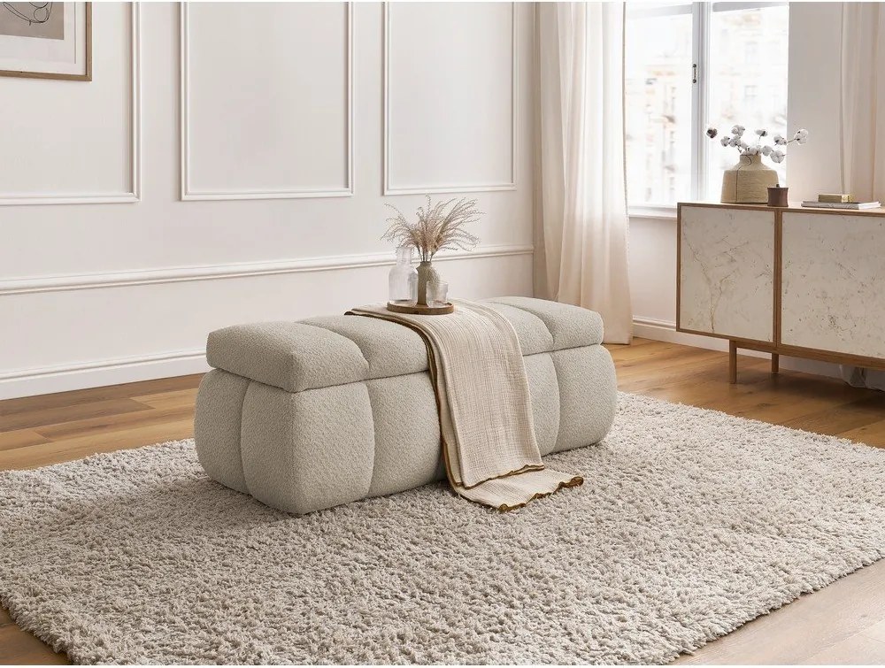 Béžová lavice z textilie bouclé – Bobochic Paris
