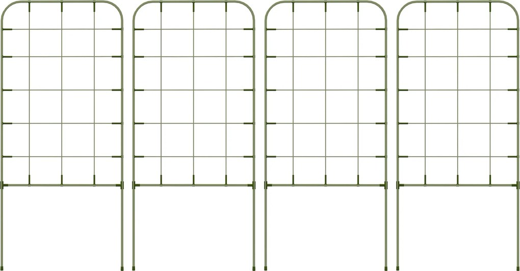 Outsunny Sada 4 Zahradních Trellisů pro Rostliny se Střechou z Oceli pro Ovoce Zeleninu Květy Exteriérová Dekorace Patio Terasa 40x90 cm Zelená | Aoso
