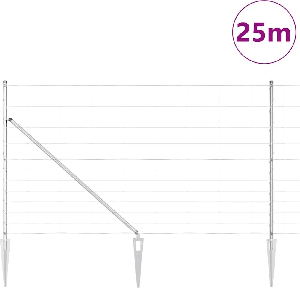 Svařované drátěné ploty s hroty 25 x 1,4 m Pozinkovaná ocel 3351432