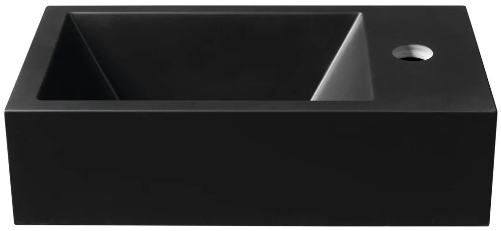 Sapho Sapho, AMAROK litý mramor umyvadlo 40x22cm, černá matná, baterie vpravo, AR500B