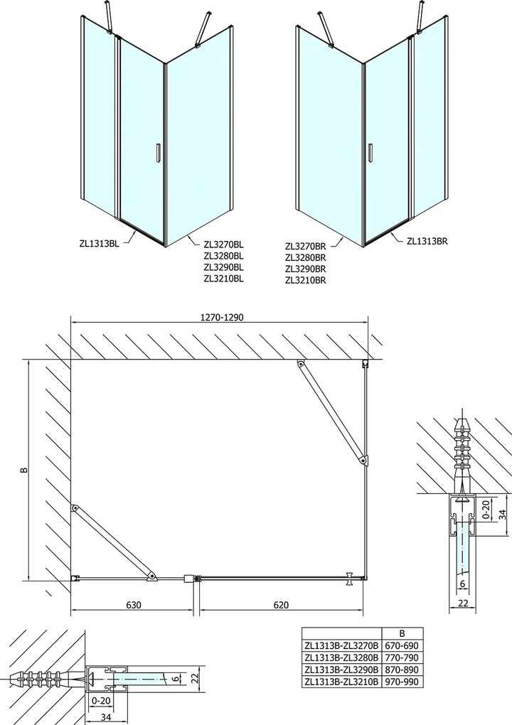 Polysan ZOOM LINE BLACK 130 x 80 cm ZL1313BZL3280B sprchový kout Koupelny Bernold