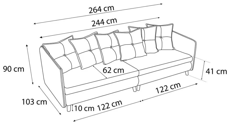 Pastelově modrá čtyřmístná rozkládací pohovka Bobochic Paris Riga