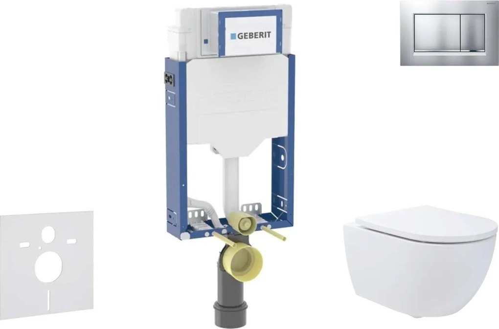 SANITINO - Set předstěnové instalace, klozetu Oudee a sedátka softclose, tlačítko Sigma20, lakovaný chrom mat/chrom SANI11CA1192