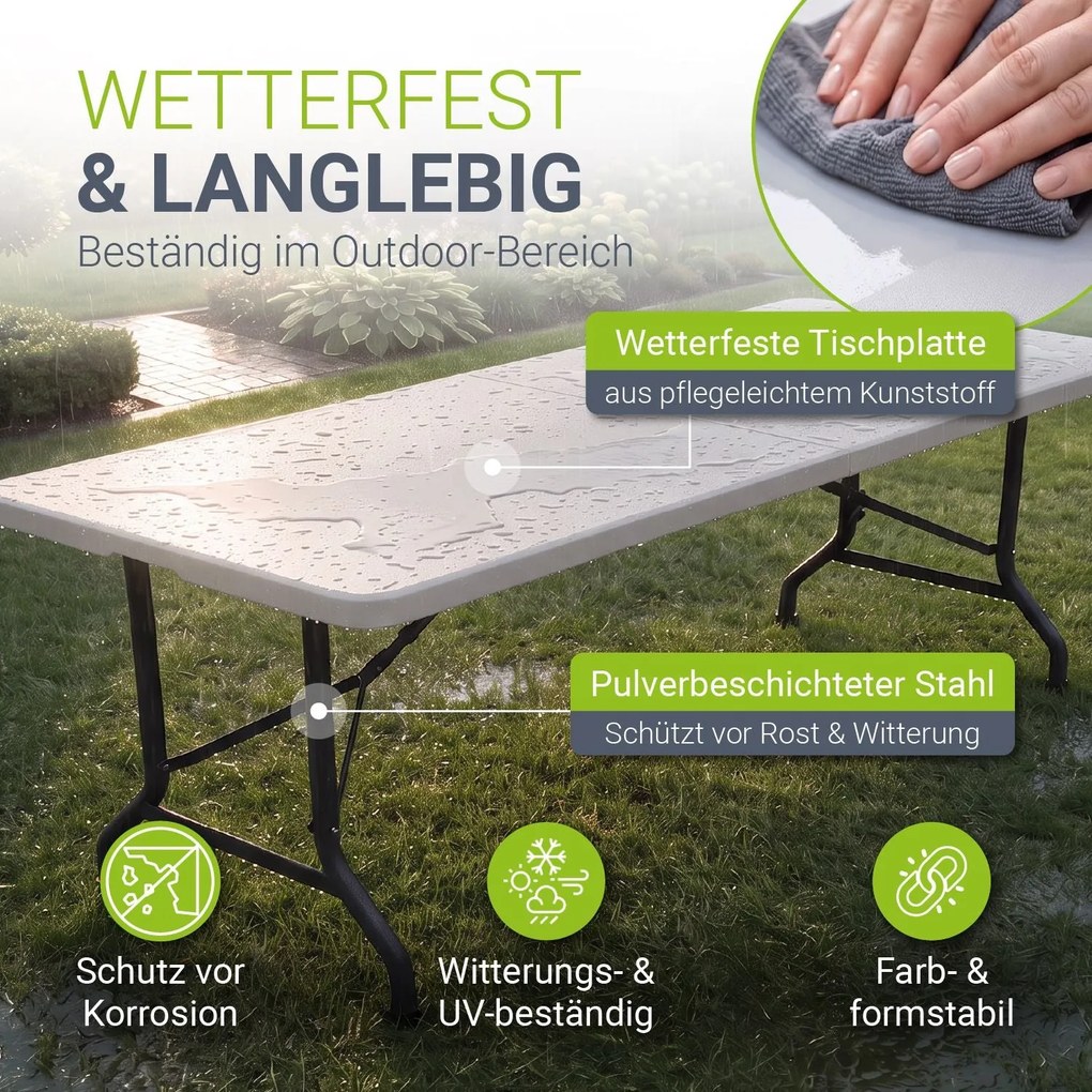 Juskys Skládací zahradní stůl Easyfold 180 × 74 cm Barva: antracitová