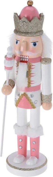 Růžový louskáček se žezlem 36 cm