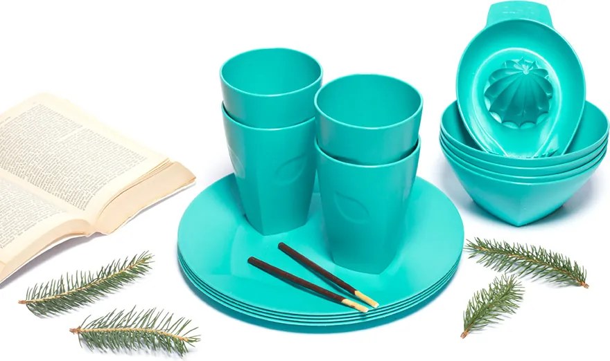 Talíř - plastový Set 4ks Modrá