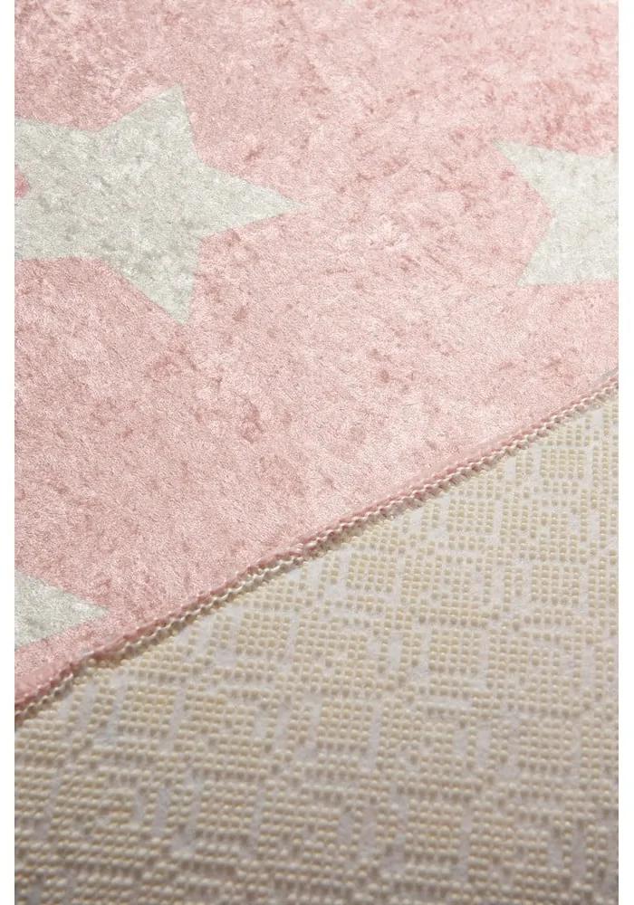 Růžový dětský protiskluzový koberec Conceptum Hypnose Stars, 140 x 190 cm