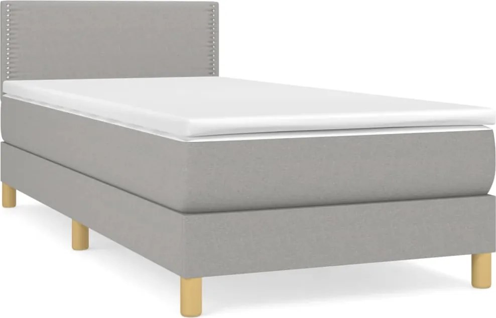 Box spring postel s matrací světle šedá 90x190 cm textil 3140497