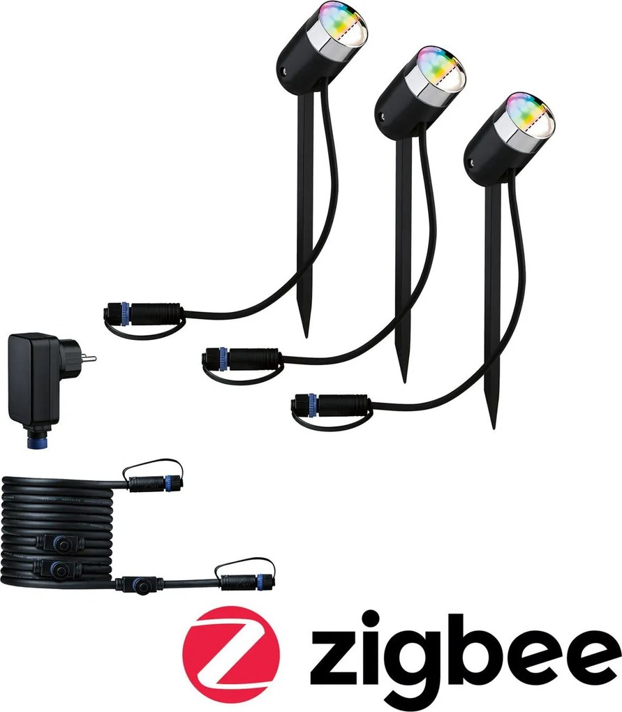 P 5183 Plug & Shine startovací sada Smart Home smik Gateway + LED bodové zahradní světlo Pike základní sada RGBW+ - PAULMANN