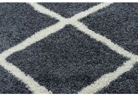 koberec BERBER CROSS B5950, šedo bílý střapce, Maroko Shaggy velikost 70x250 cm | krásné koberce cz