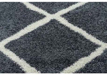 koberec BERBER CROSS B5950, šedo bílý střapce, Maroko Shaggy velikost 80x250 cm | krásné koberce cz