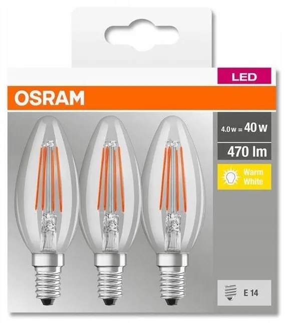 Osram SADA 3x LED Žárovka VINTAGE B40 E14/4W/230V 2700K - Osram P224594