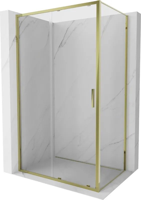 Mexen Exo, posuvná sprchová kabina, dveře 170 cm + boční stěna 100 cm, transparentní sklo, zlatá, 8151-170-100-50-00