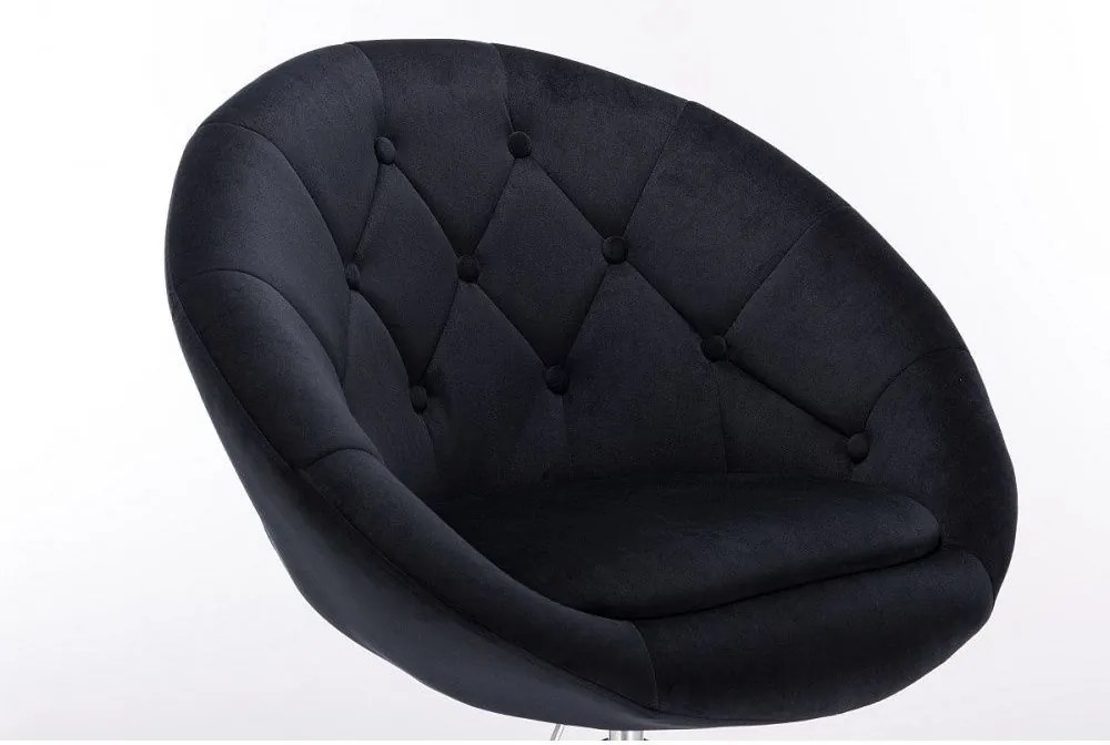 LuxuryForm DESIGN Otočné křeslo VERA VELUR na stříbrném kříži - černé