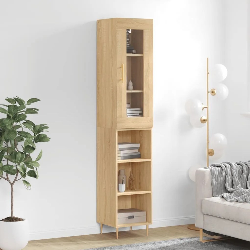 vidaXL Skříň highboard 34,5 x 34 x 180 cm kompozitní dřevo [3199354] Barva: Černá