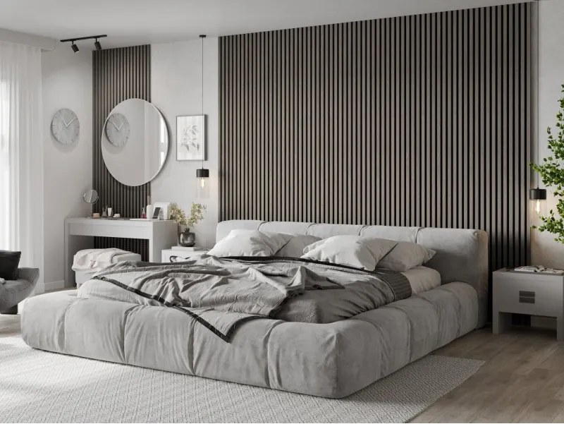 Mexen Lam-F, akustické stěnové lamely 275 × 30 cm, plstěný podklad 8 mm, technická dýha, dub popelavý, S105-275307-3015-005