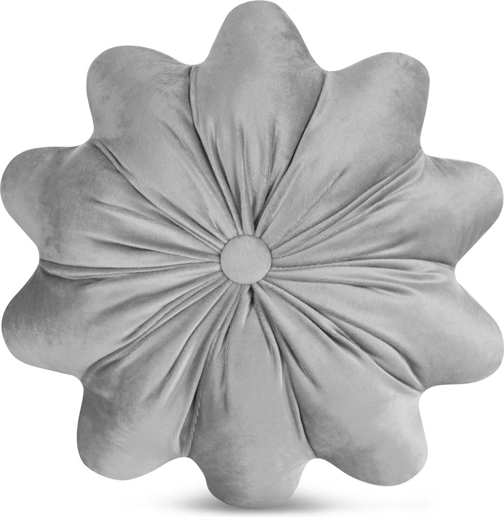 DEKORAČNÍ POLŠTÁŘ FLORES 5 Ø40 CM STŘÍBRNÁ