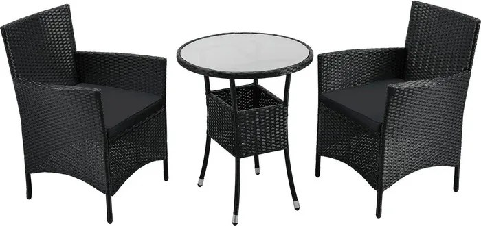 Juskys Balkónový set Bayamo - černý + šedé podušky