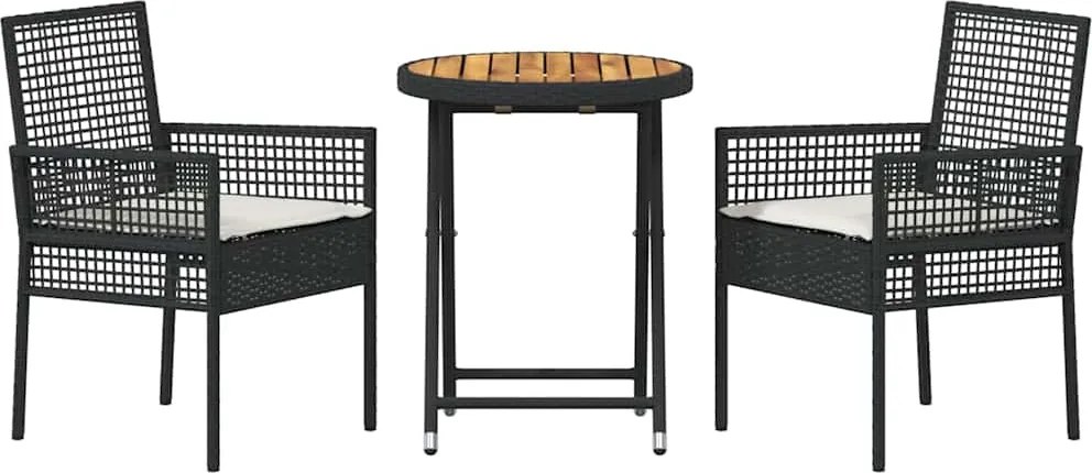 Zahradní bistro set 3 ks Černá polyratan 3334967