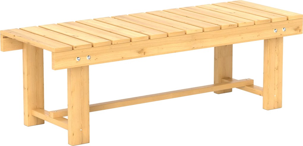 Zahradní lavice Outsunny, 2-místná, zahradní nábytek, rustikální, masivní dřevo, přírodní, 110 x 38 x 35 cm