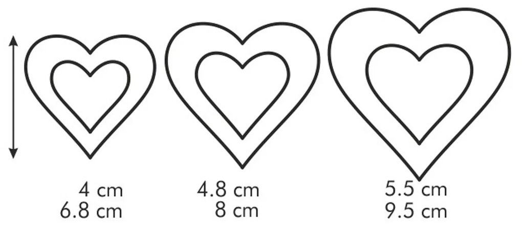 TESCOMA Oboustranná vykrajovátka srdce DELÍCIA  6 velikostí