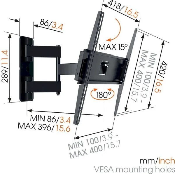 Vogel's TV rameno 3 klouby MA 3040 Černá