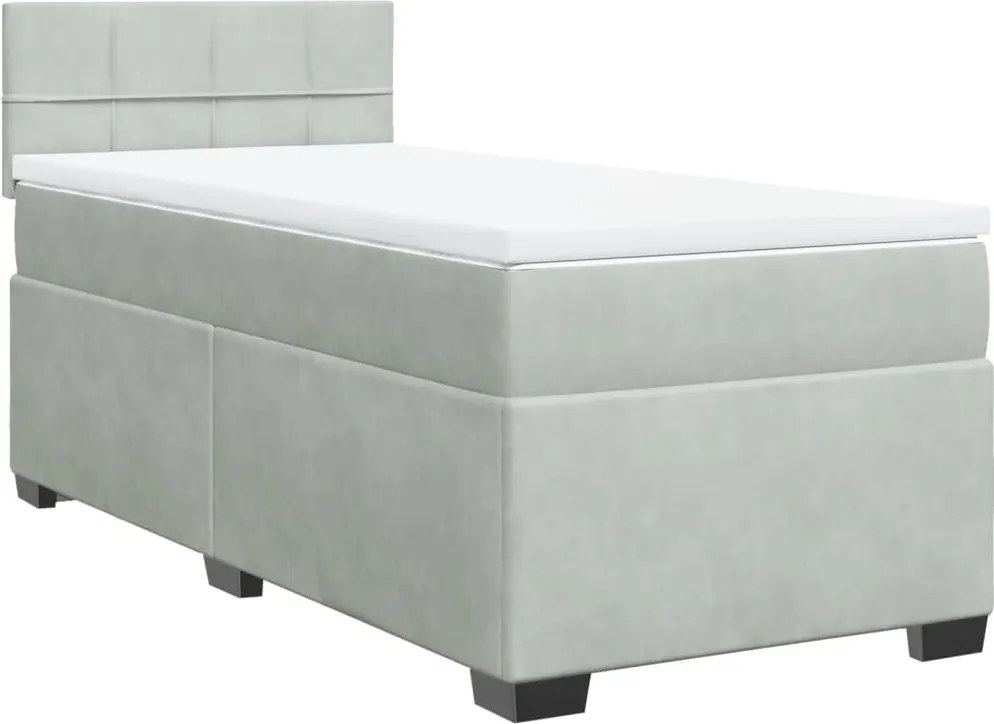 Box spring postel s matrací světle šedá 80 x 200 cm samet 3286162