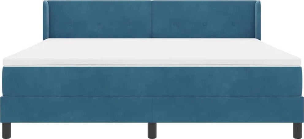 Postel s boxspringem s čelo Tmavě modrá 200 x 180 cm samet 3341484