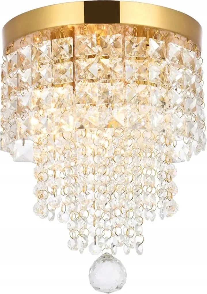 Křišťálový lustr, klasická křišťálová lampa 4xG9 23 cm, zlatá