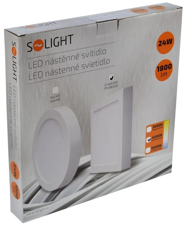 WD124 Solight LED panel přisazený, 24W, 1800lm, 4000K, čtvercový, bílý