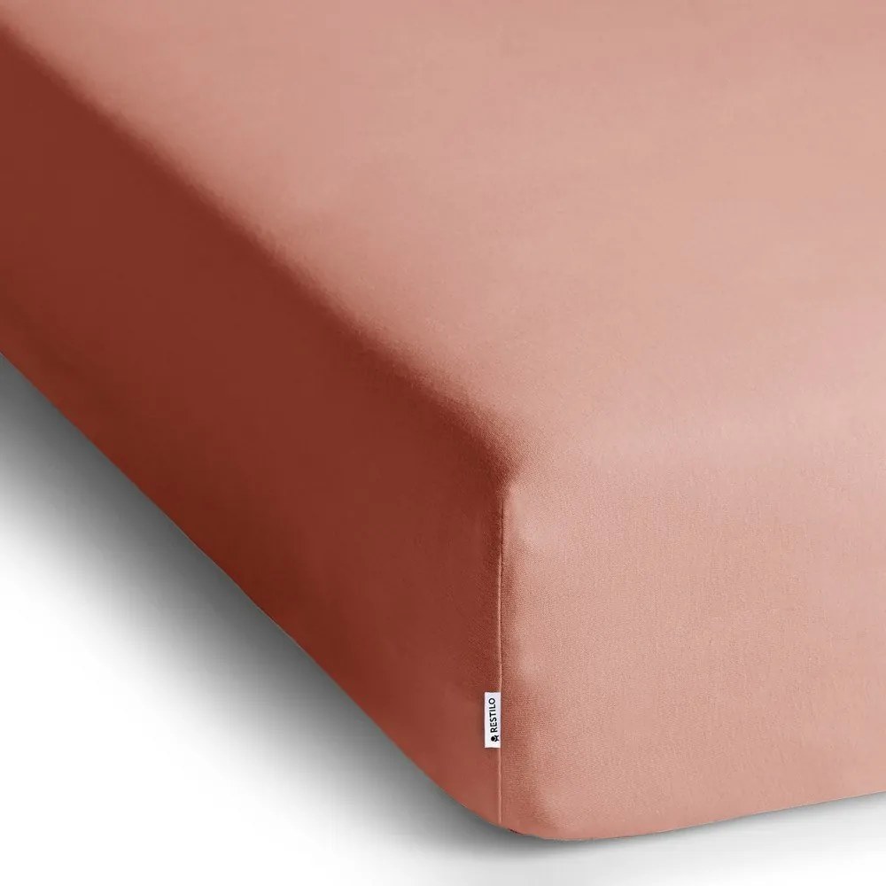 Napínací prostěradlo broskvové jersey 240x220 cm Amber – Restilo