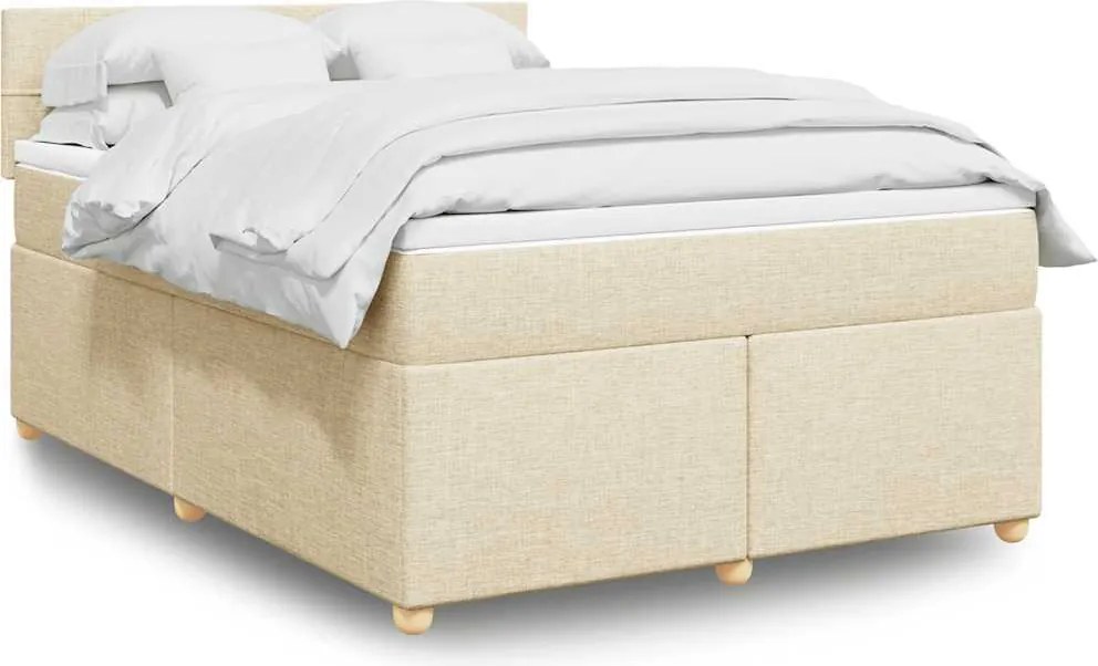 Box spring postel s matrací krémová 140x190 cm textil 3286680