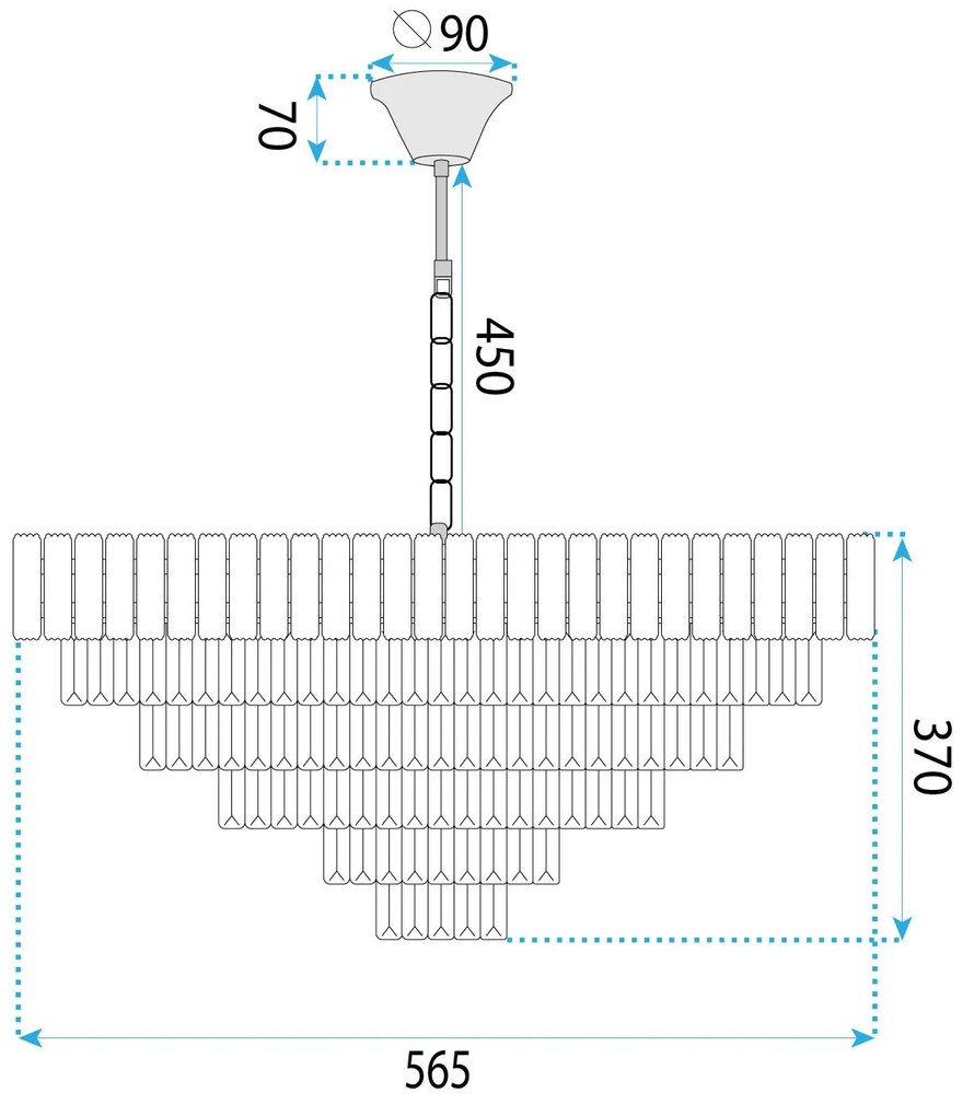 Toolight Toolight, křišťálové závěsné svítidlo 60cm, 8xE14, G058-CP, zlatá, OSW-08992