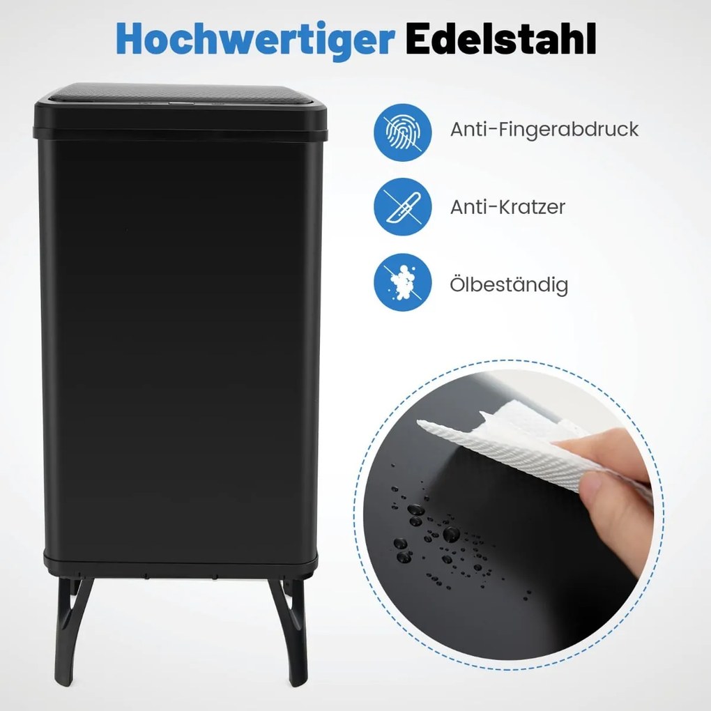 Costway Odpadkový koš z nerezové oceli 50 l odpadkový koš s automatickým