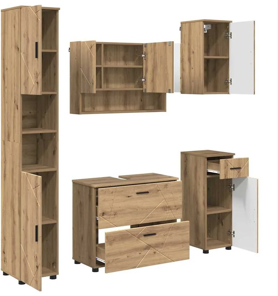 Sada koupelnového nábytku 5 ks Artisanový dub 35 x 30 x 192 cm 3393082